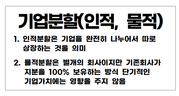 30 주린이가 질문하는 주식투자의 정석 기업의 분할이 주가에는 어떤 영향을 주나요인적분할 물적분할 네이버 블로그