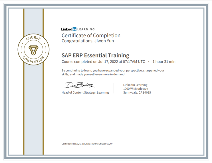 SAP ERP Essential Training 후기 : 네이버 블로그