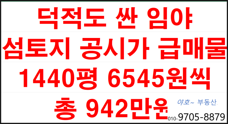 섬 덕적도 작고 싼 임야 공시지가이하 총 942만원 1440평 6545원씩 관광지 휴양지 낚시용 자연인용 부동산 토지 투자 땅