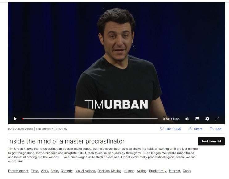 [ 외항사 제니쌤의 TED로 영어 공부하기] Tim Urban의 Inside the mind of a master ...