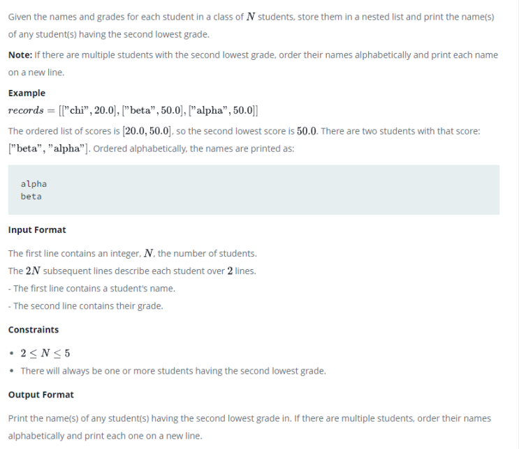 Python HackerRank 문제 9 - Nested Lists : 네이버 블로그