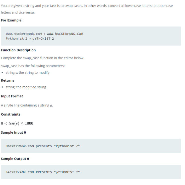 Python HackerRank 문제 12 - sWAP cASE : 네이버 블로그