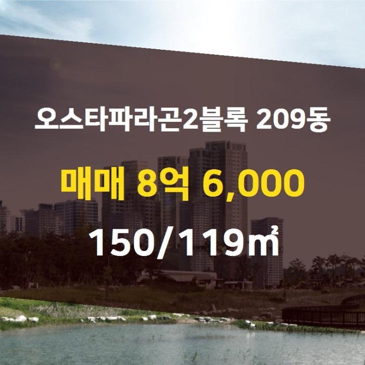 걸포동 아파트 전세매매 김포시 걸포동 오스타파라곤2블록 209동 매매 8억 6000 150119㎡ 걸포중앙공인중개사
