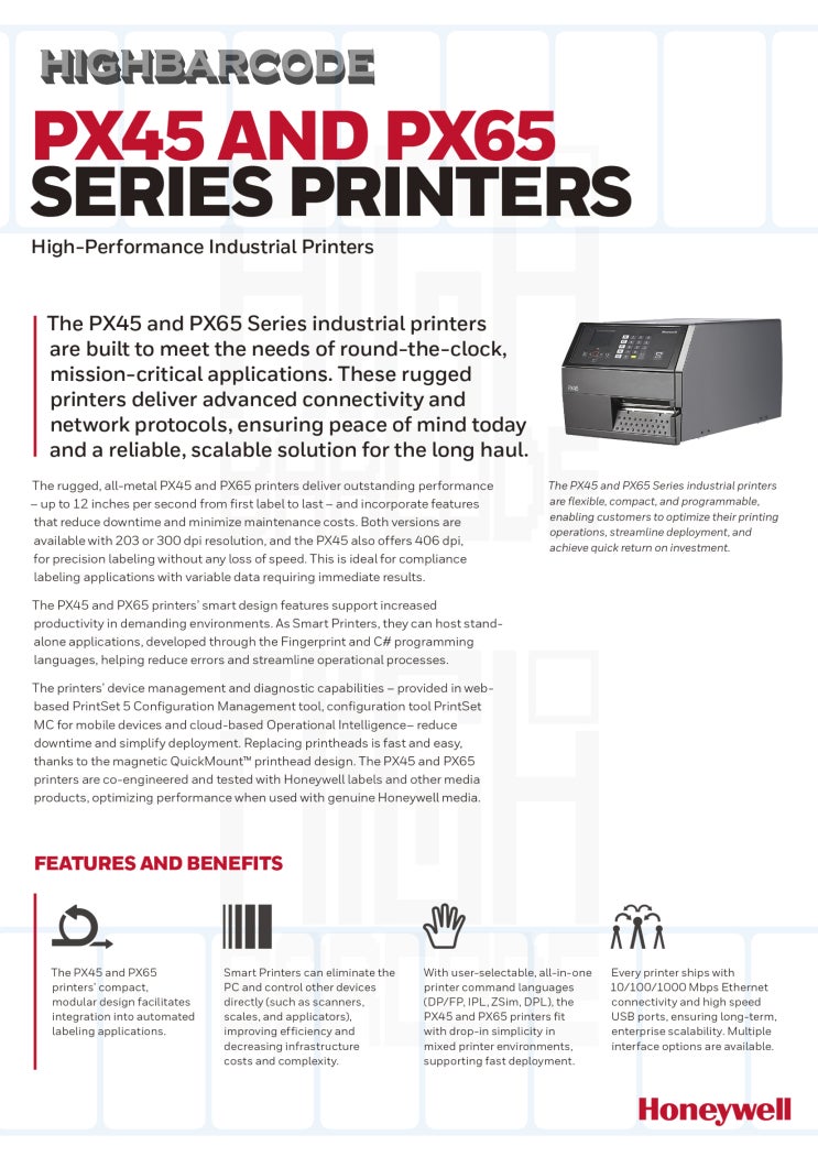 허니웰 바코드프린터 PX45, PX65 : 네이버 블로그