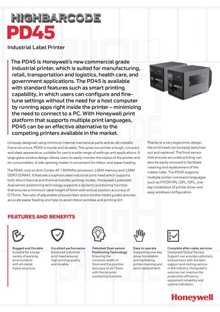 바코드프린터 PD45 Honeywell : 네이버 블로그