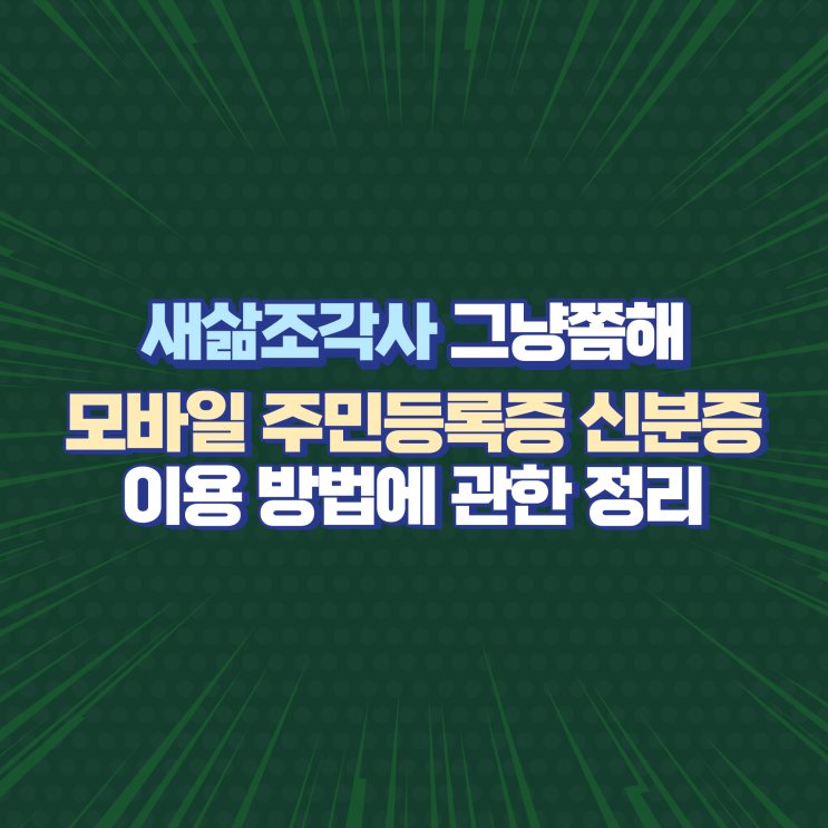 모바일 주민등록증 신분증 이용 방법 정리 네이버 블로그
