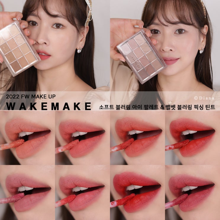 웨이크메이크 소프트 블러링 아이 팔레트 가을웜톤 Vs 여름쿨톤 메이크업 벨벳 블러링 픽싱틴트 전색상까지 네이버 블로그