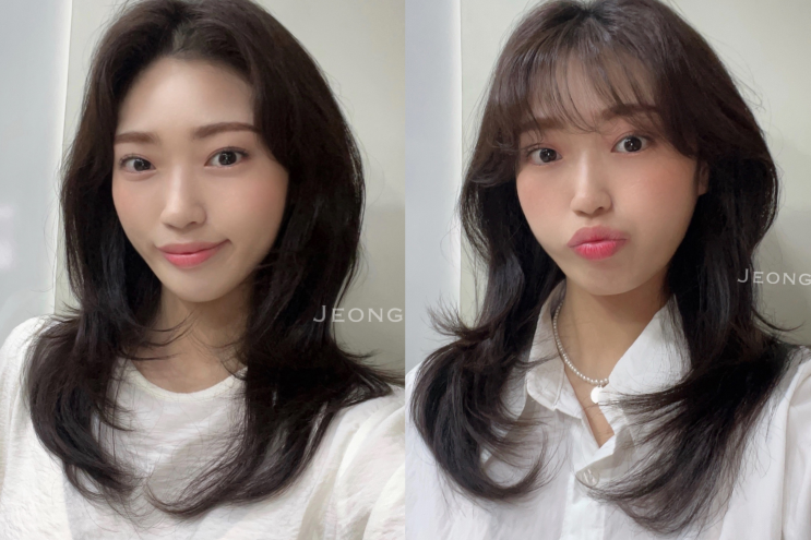 시스루뱅 사이드뱅 앞머리만 바꿨을 뿐인데 여자앞머리펌 긴머리레이어드컷 세종미용실 세종소담점 아이디헤어 네이버 블로그