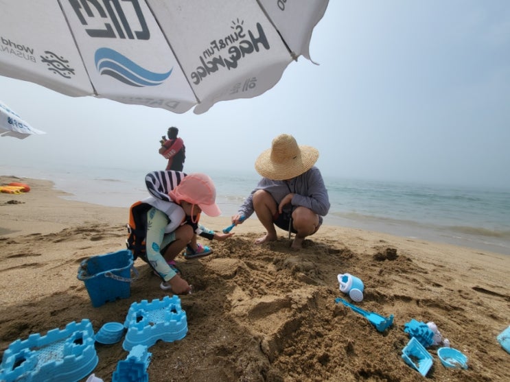 깊지않아 아이들이 놀기좋은 송정해수욕장🏖 파라솔 대여하고 하루종일 놀아요 송정해수욕장 공영주차장 네이버 블로그