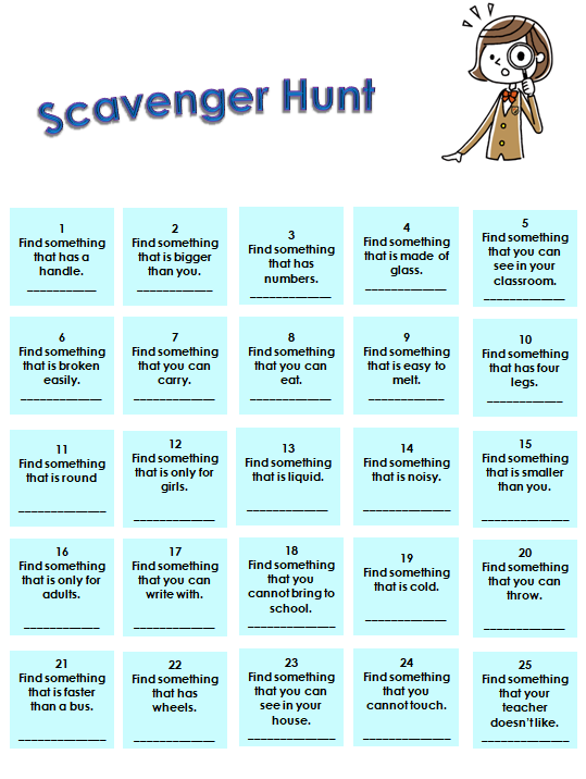 영어워크시트 첫 수업에 하면 좋은 Activity Book Scavenger Hunt #2 : 네이버 블로그