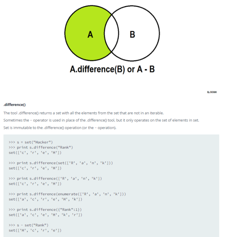 Python HackerRank 문제 44 - Set .difference() Operation : 네이버 블로그