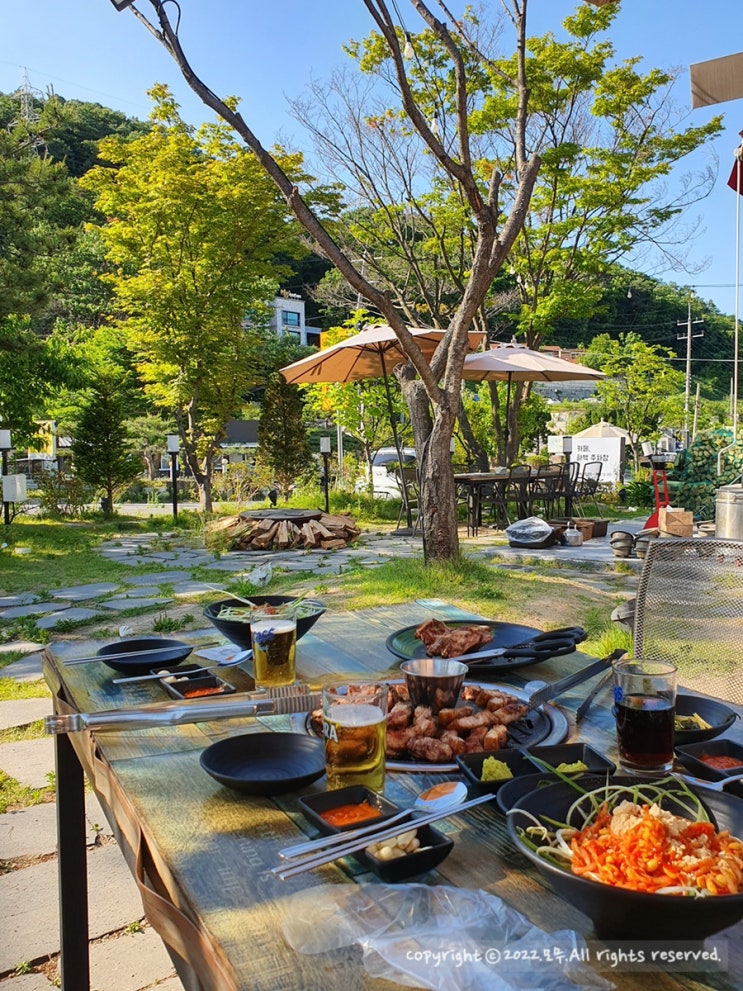 애견동반식당 야외 바베큐 맛집 북한강 참나무바베큐 네이버 블로그