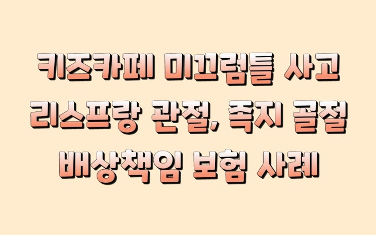 보상마스터 손해사정 사례 키즈카페 미끄럼틀 사고 리스프랑 관절 족지 골절 후유장해 배상책임 보험 사례 네이버 블로그