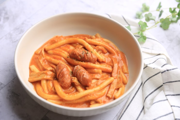로제떡볶이 생크림 소스 누들떡 밀떡볶이 아이들간식 분식만들기 네이버 블로그