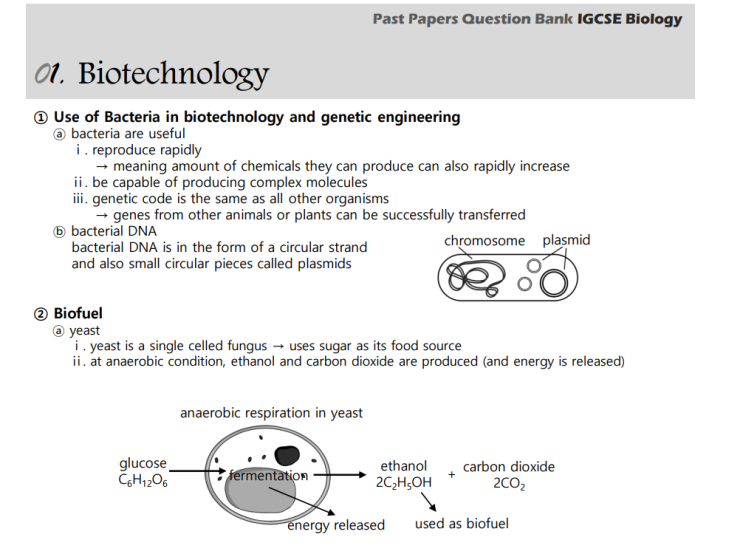 IGCSE Biology Topical Past Papers Topic 20. Biotechnology and Genetic ...