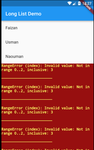 Flutter : RangeError (index): Invalid value: Not in inclusive range : 네이버 블로그