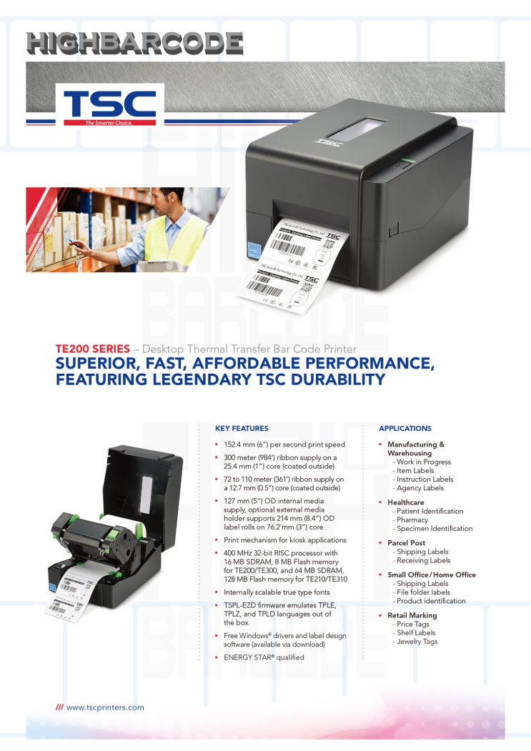 TSC TE200, TE300, TE210, TE310 바코드 라벨 프린터 스펙시트 및 초기화 방법 : 네이버 블로그