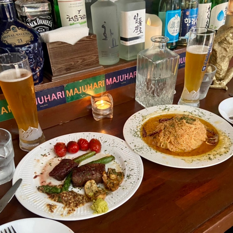 송내 마주하리 송내 분위기맛집 마주하리 인기있는 감성 요리주점 살치살스테이크 엔젤헤어명란오일파스타 네이버 블로그