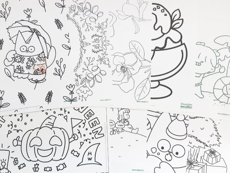 취미 컬러링 입문자용 무료 도안 계절별로 모아봤어요 | A5사이즈 출력 추천 : 네이버 블로그