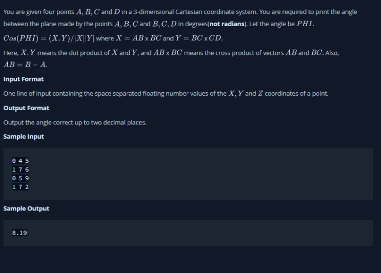 Python HackerRank 문제 53 - Class 2 - Find the Torsional Angle : 네이버 블로그