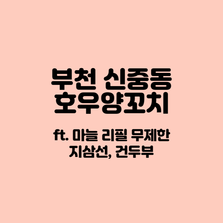 부천 신중동 호우양꼬치 마늘 무제한 제공 지삼선 건두부도 기본템이야 내돈내산 네이버 블로그