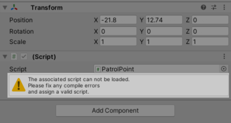 유니티 컴파일 오류 : The associated script can not be loaded : 네이버 블로그