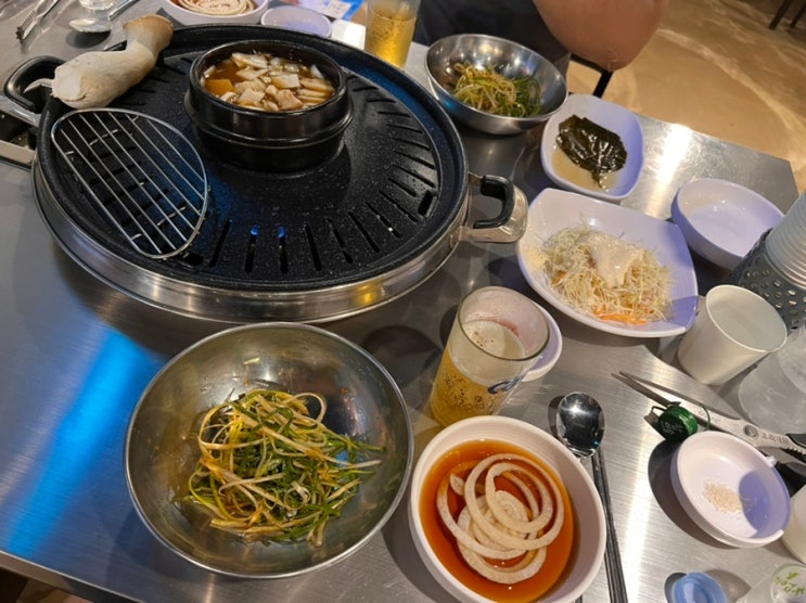 강동 맛집 강동 고기집 푸른목장에서 삼겹살 한우육회 먹고왔어요 네이버 블로그