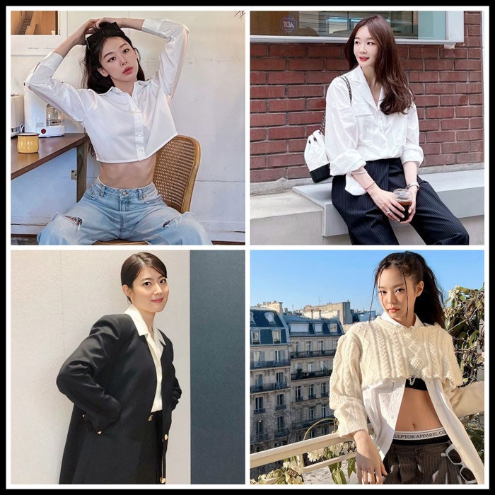 여자 연예인 사복 간절기 패션으로 예쁜 화이트 셔츠 코디 네이버 블로그