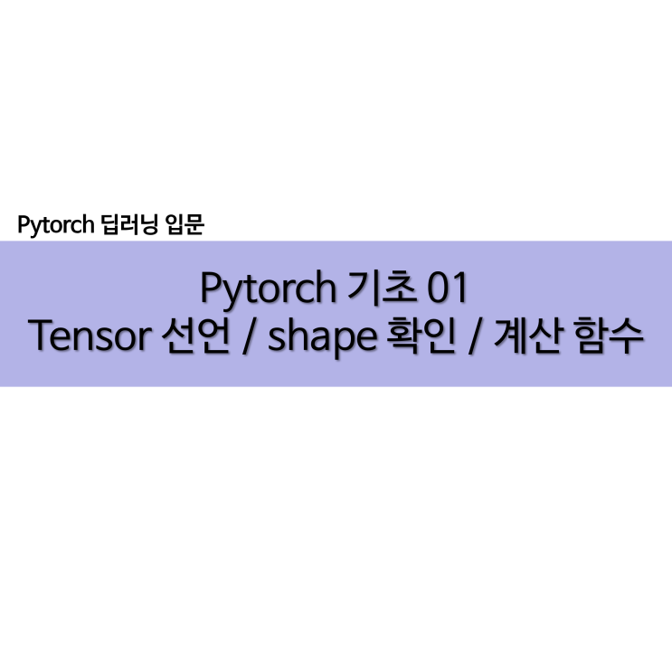 Pytorch 기초 Tensor 선언하기 shape 확인 summary 계산 함수 : 네이버 블로그