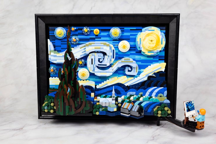 빈센트 반 고흐 - 별이 빛나는 밤(레고 아이디어 21333) 조립완료 및 LED 작업~ : 네이버 블로그