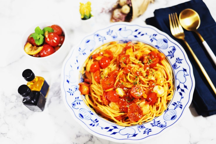토마토 스파게티 만들기 w. 방울토마토 파스타 종류 스파게티면 삶는 시간 : 네이버 블로그
