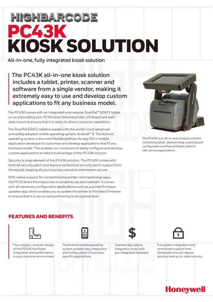 하니웰 프린터 키오스크 설루션 PC43K 바코드프린터(Feat. PC43d, EDA71, N3680) : 네이버 블로그