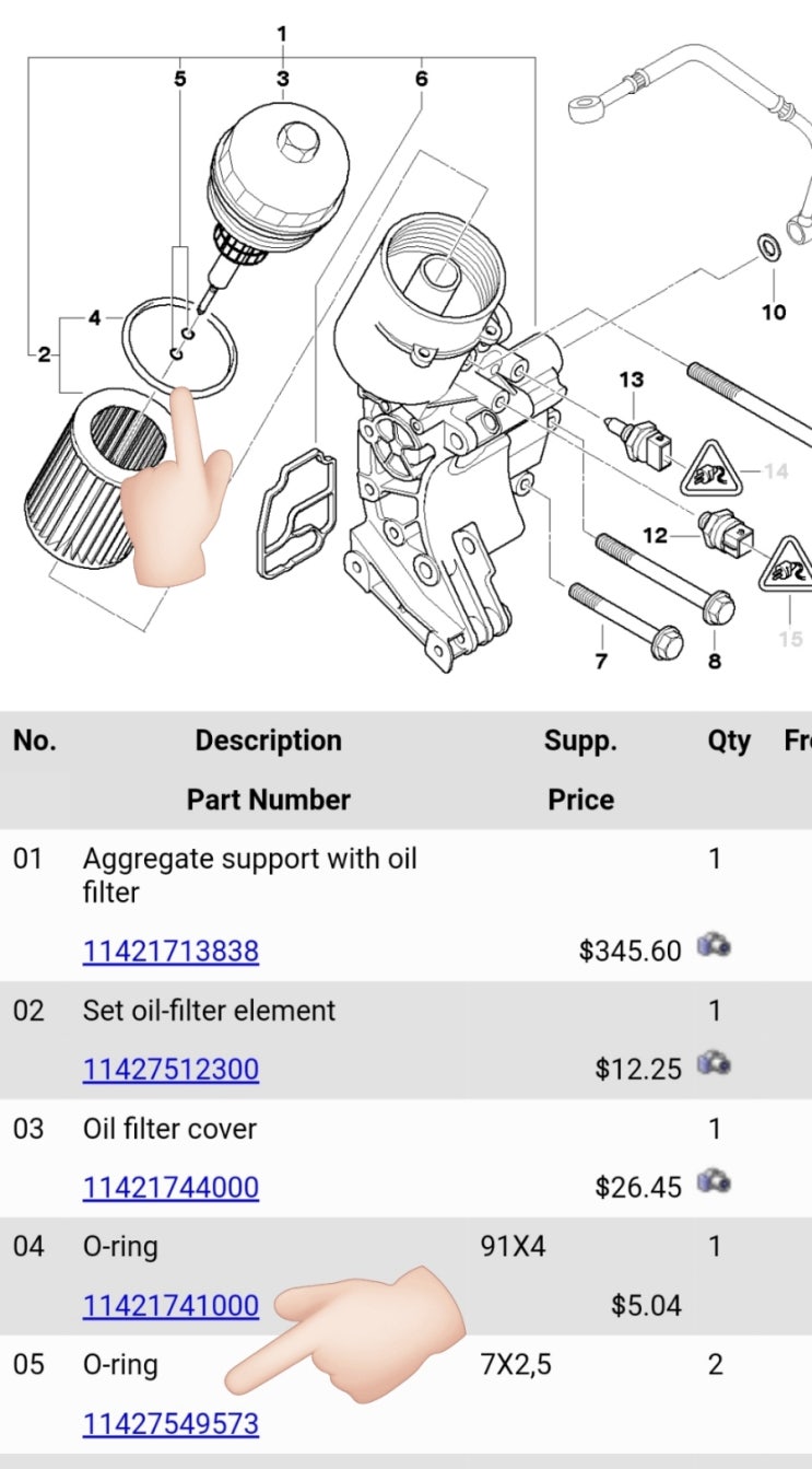 bmw e39 오일필터 오링 호환 사이즈 교체 (feat. 11427549573 ) : 네이버 블로그