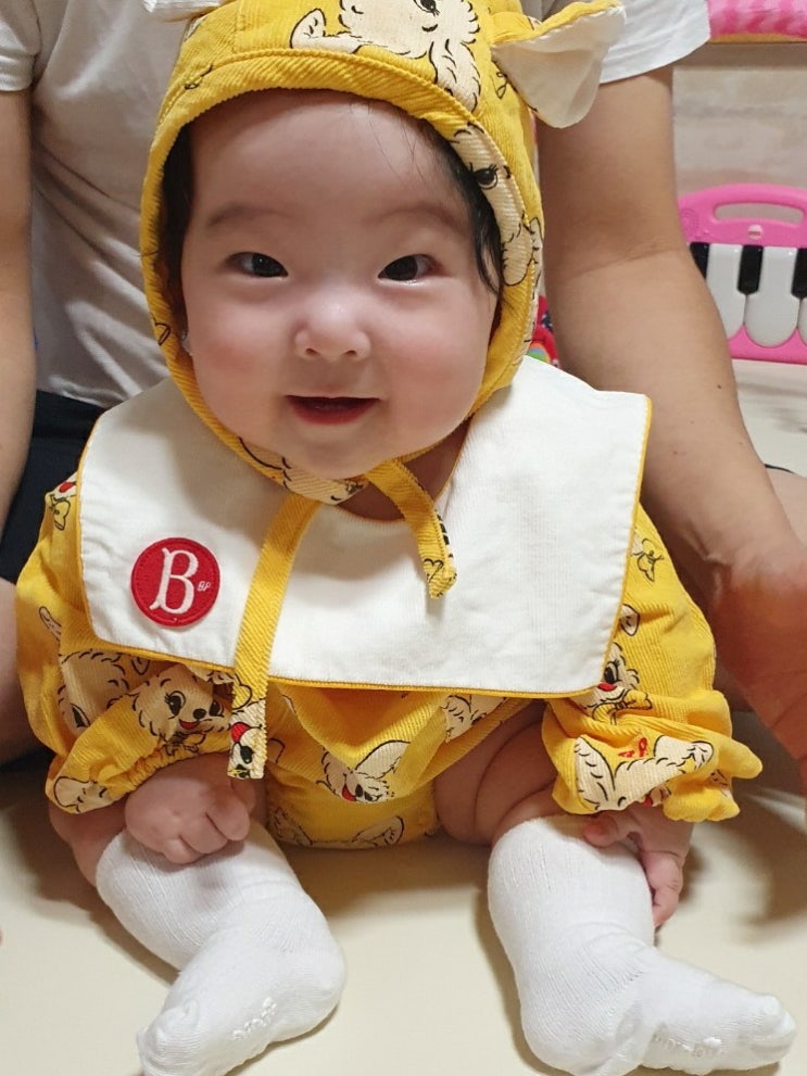 찰떡이♥육아성장기록 7개월 이유식 양 7개월 베베드피노 코듀로이 바디수트 90사이즈 206일~220일 아기낮잠밤잠시간