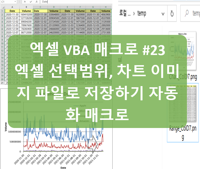 엑셀 매크로 Vba 기초 23 엑셀 셀범위 이미지 파일로 저장하기 자동화 매크로 엑셀 시트내 선택범위 차트 이미지 파일 저장 Ft 빈차트 만들어 파일로