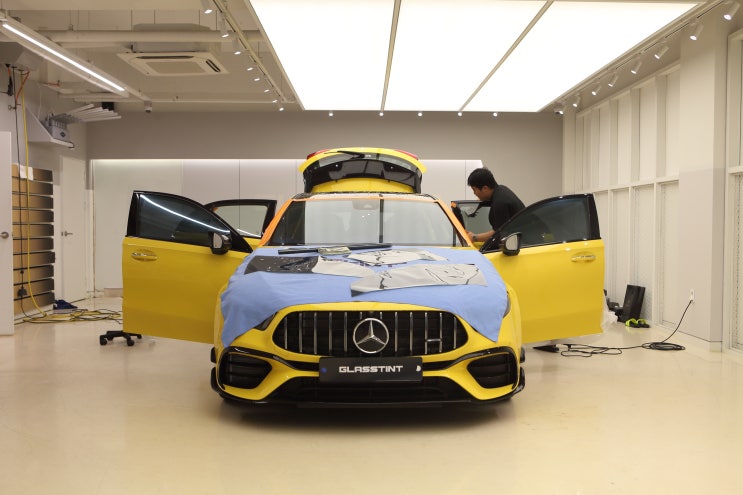 벤츠 A클래스 A45 Amg 썬팅 재시공 글라스틴트 레이니 블루에서 슈어x50으로 틴팅 변화 네이버 블로그