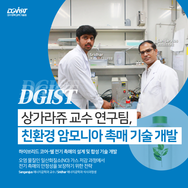 DGIST 상가라쥬 교수 연구팀, 친환경 암모니아 촉매 기술 개발 : 네이버 블로그