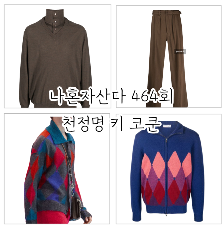 나혼자산다 키 옷 가디건 아가일 패턴 코쿤 마름모 스웨터 천정명 브라운 니트 스웨터 바지 와이드 팬츠 패션 464회 네이버 블로그