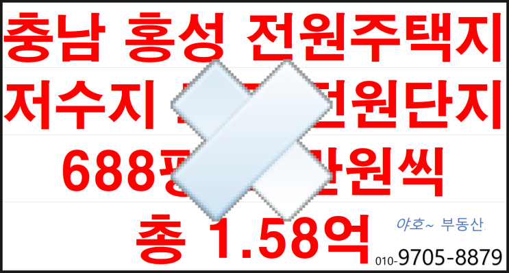 충남 홍성 홍동저수지옆 전원주택용 토지 688평 23만원씩 총 158억 부동산 토지 투자 땅 매매 충남 홍성군 장곡면 지정리