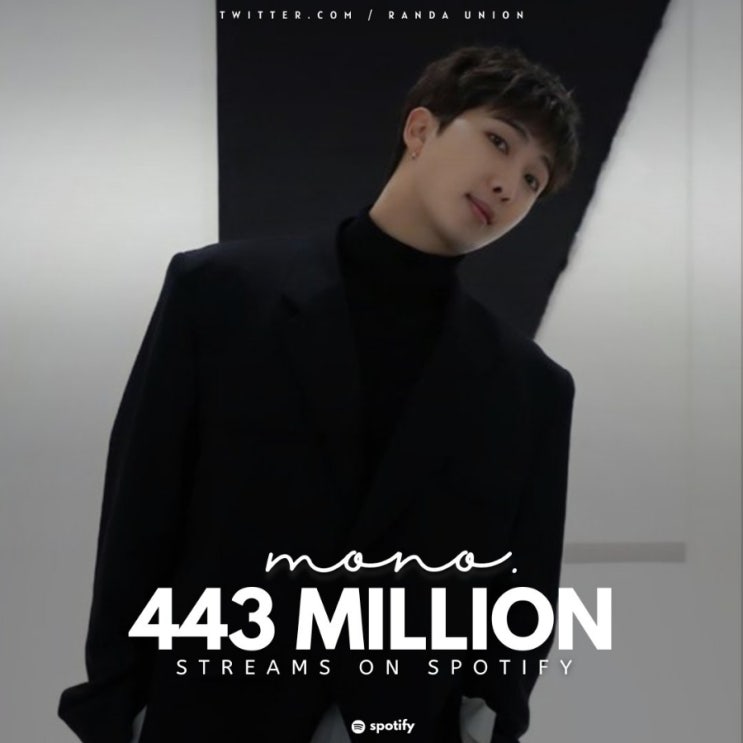 방탄소년단 RM "mono" 443M streams on Spotify : 네이버 블로그