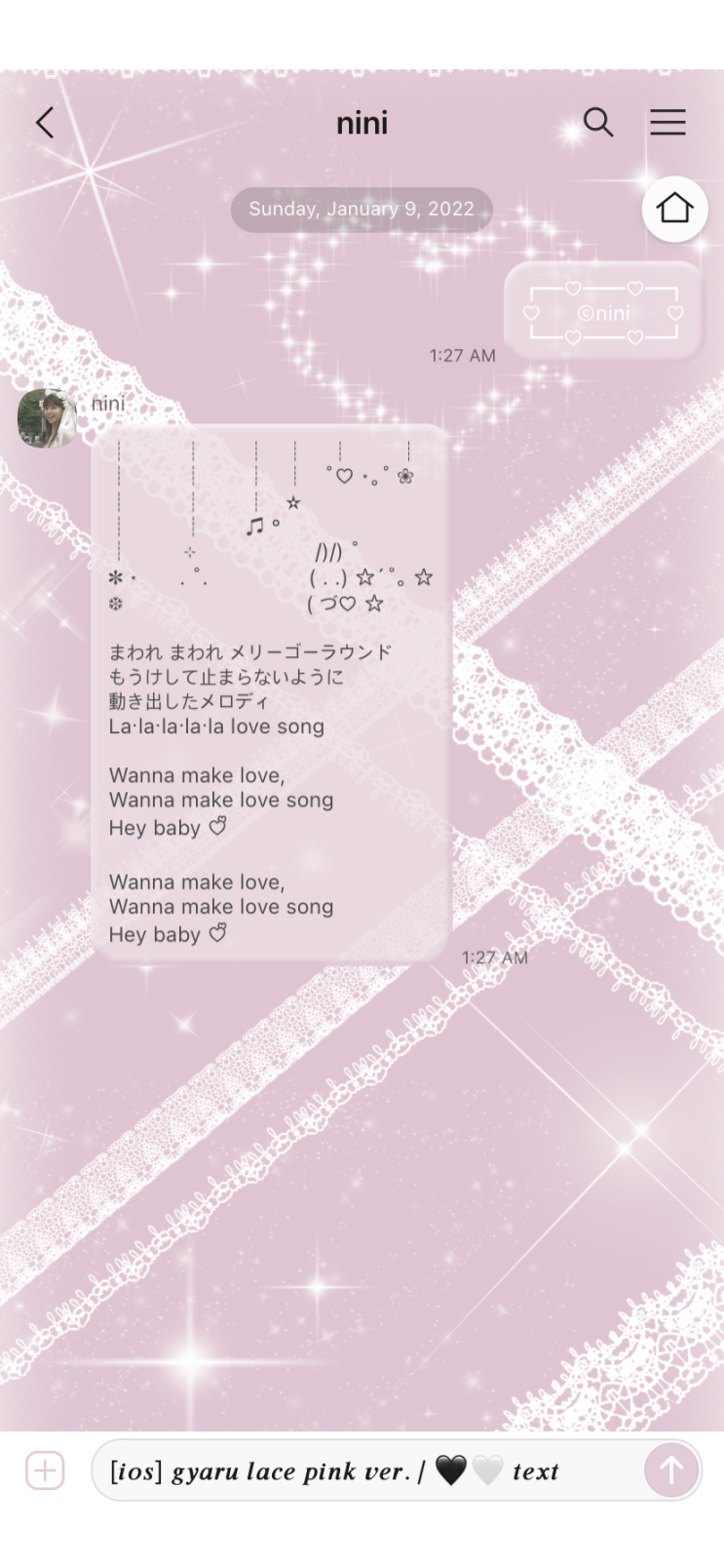 [ios ktheme] gyaru lace (three ver.) / 아이폰 카카오톡 테마 / 공유 종료 : 네이버 블로그