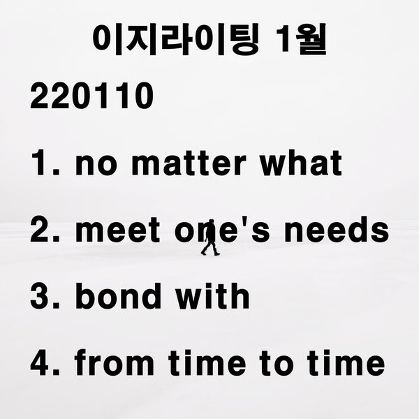 [이지라이팅 220110] no matter what / meet one's needs / bond with / from ...