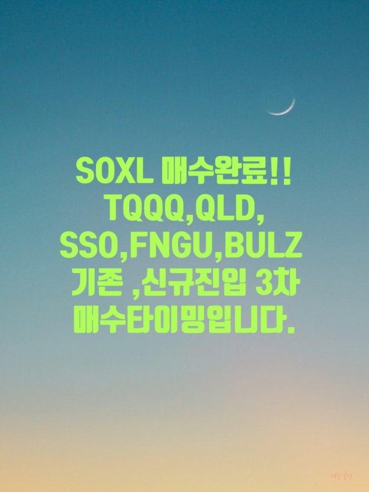 SOXL 매수완료 !! TQQQ,QLD,SSO,FNGU,BULZ 3차 매수점 공유합니다(Feat. 자녀 2천만원증여 종목) : 네이버 블로그