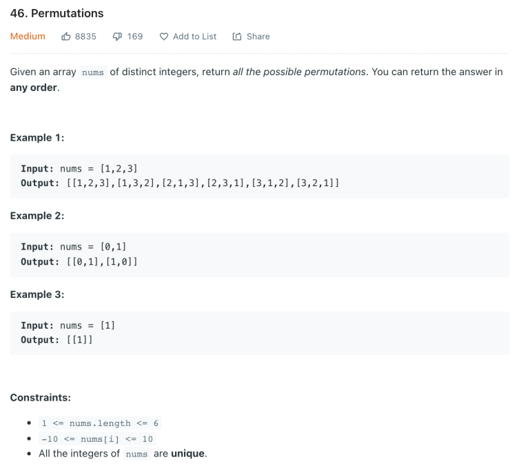 [LeetCode] 46. Permutations (JavaScript) : 네이버 블로그
