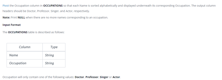 SQL 문제 24 - Occupations(HackerRank) : 네이버 블로그