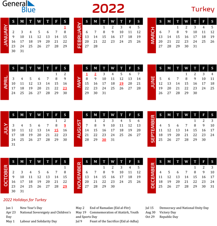 2022년 터키공휴일과 터키달력 그리고 라마단기간 네이버 블로그