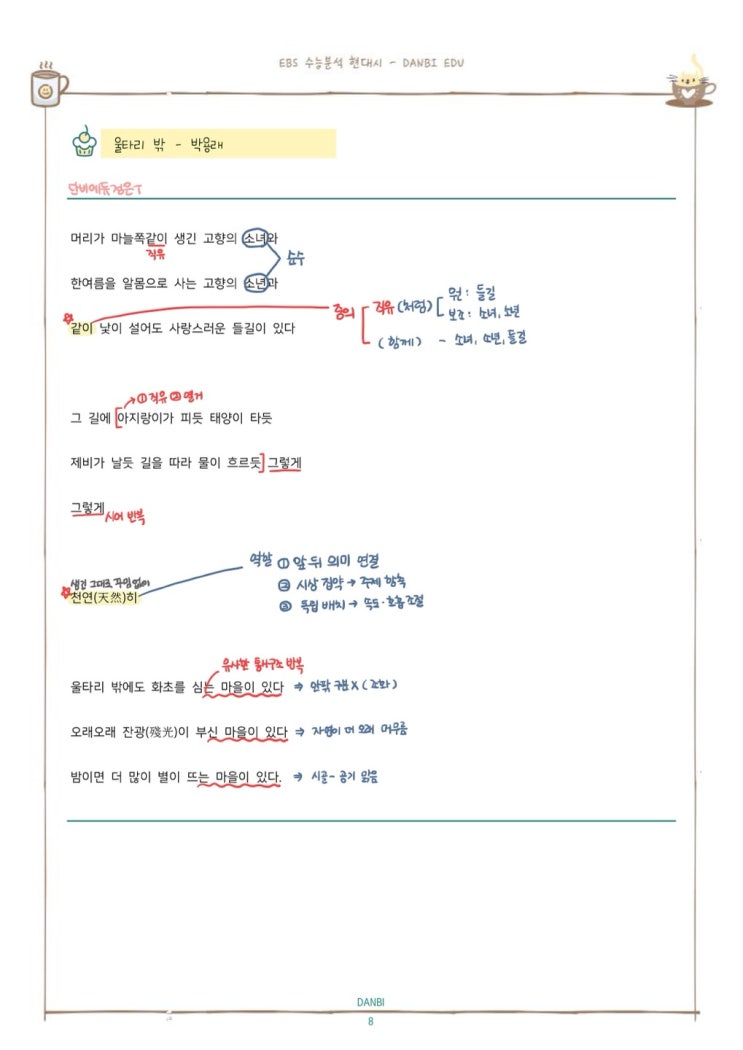 단비국어학원 고3 Ebs 2023 수능특강 문학 현대시 울타리 밖 박용래 해설 해석 지문분석 네이버 블로그
