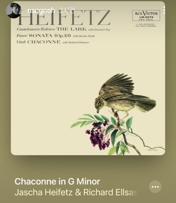 야샤 하이페츠(Jascha Heifetz)-Chaconne in G Minor(샤콘느 사단조) : 네이버 블로그