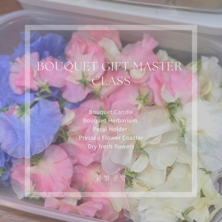 수업안내 부케기프트마스터클래스 부케캔들클래스 생화말리기 하바리움 젤캔들홀더 Bouquet T Master