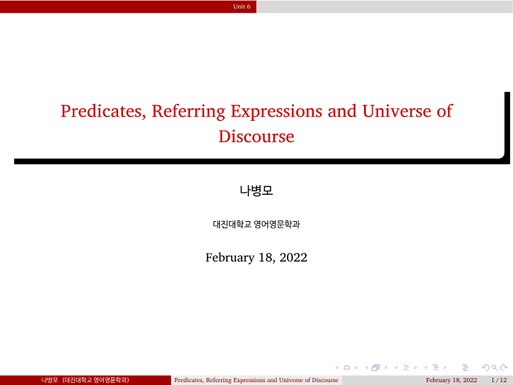 술어, 지시표현, 담화세계(Predicate, Referring Expression and Universe of ...